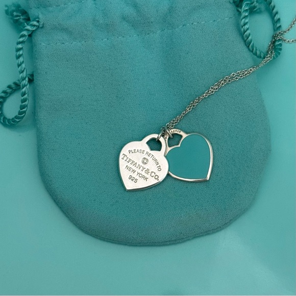Tiffany & Co. | Jewelry | Tiffany Co Small Blue Enamel Rtt Double Heart ...